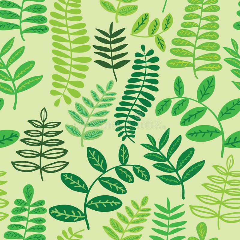 Seamless Leaf Forest Fern Pattern Background Stock Vector ...