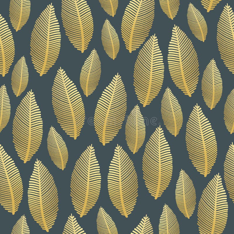 Seamless Leaf Pattern with Gold Foil Texture Stock Illustration ...