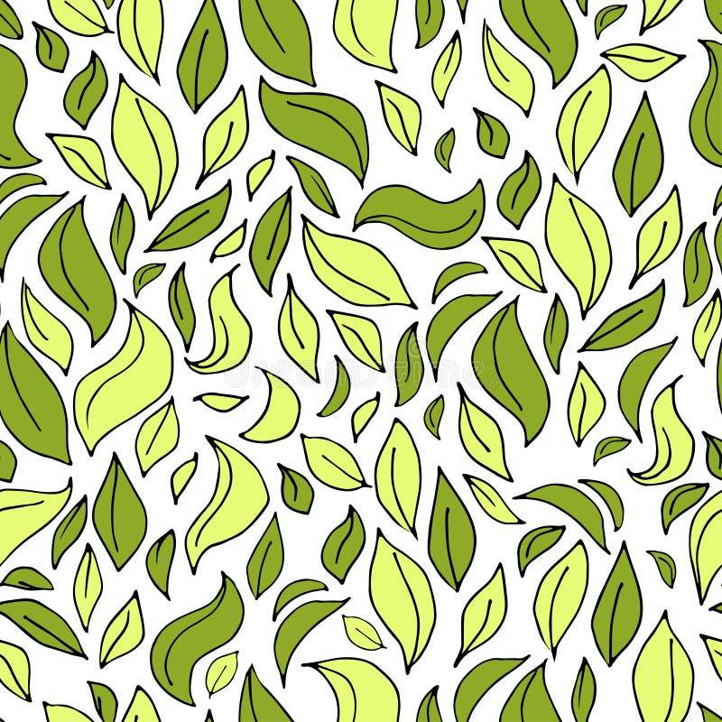 Seamless Leaf Pattern with Leaves Silhouette Stock Vector ...