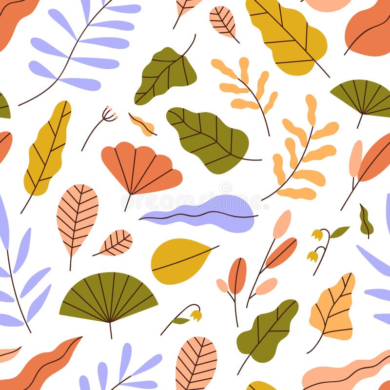 Seamless Leaf Pattern. Modern Botanical Background with Repeating ...