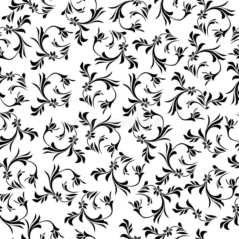 Seamless Leaf Vector Background, Simple Black and White Stripes Vector ...