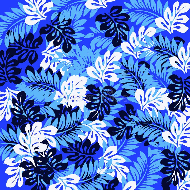 Seamless Leave Pattern with Blue and White Leave. Stock Photo - Image ...
