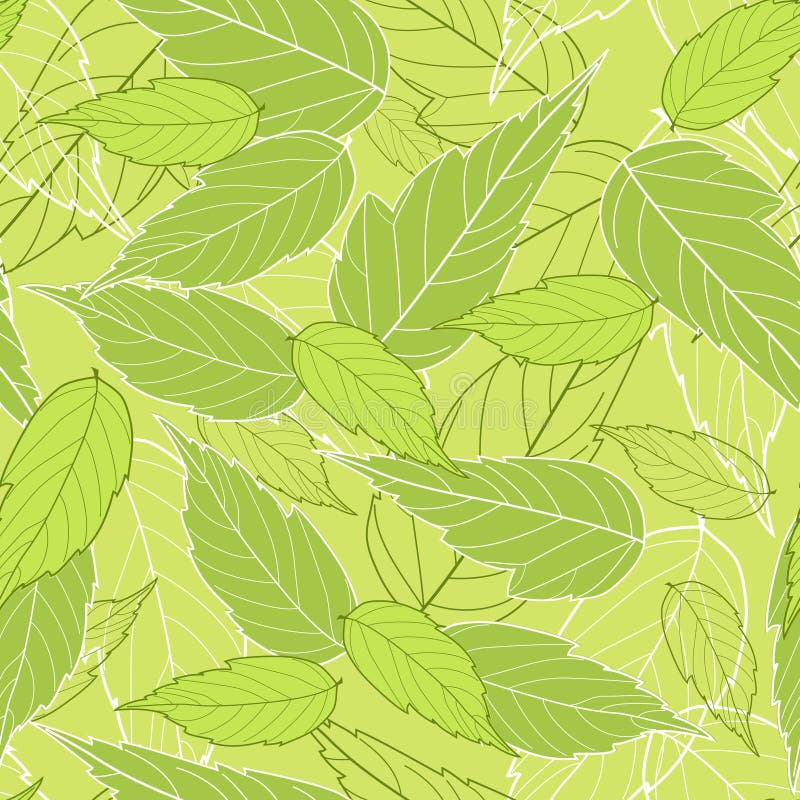 Green Leaves Seamless Pattern Background Stock Vector - Illustration of ...