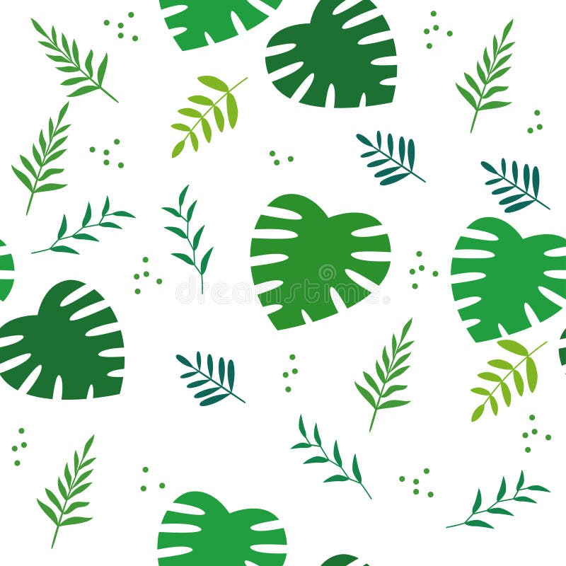 Seamless Leaves Pattern with Green and White Color Stock Vector ...