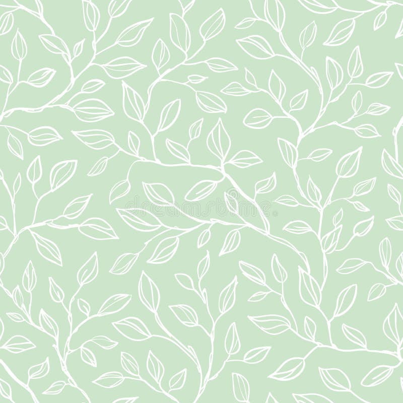 Seamless Leaves Vector Background with Graphic Leaves for Textile Print ...
