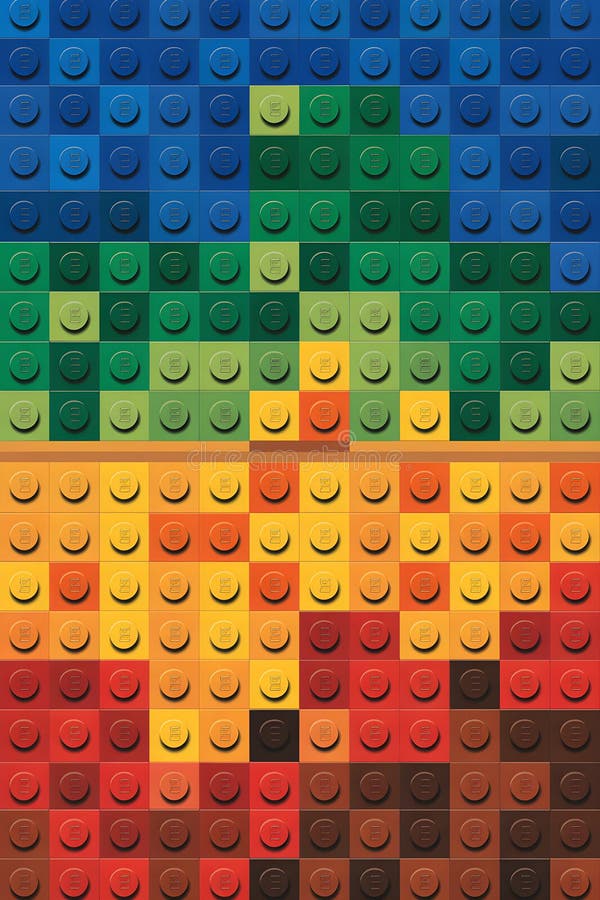 Seamless LEGO Brick Gradient Background in Blue Yellow and Red ...