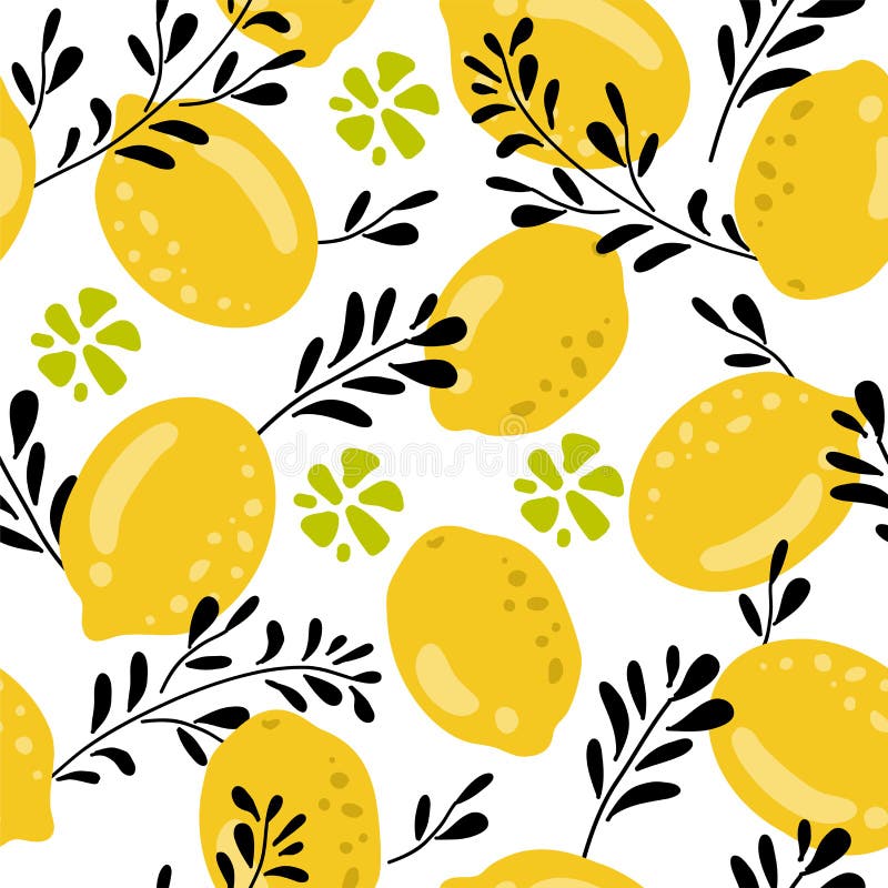 Seamless lemon pattern stock vector. Illustration of green - 142373494