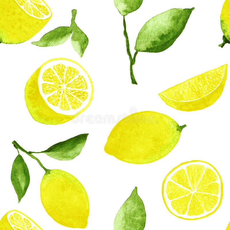 A Seamless Lemon Pattern on White Background Stock Illustration ...