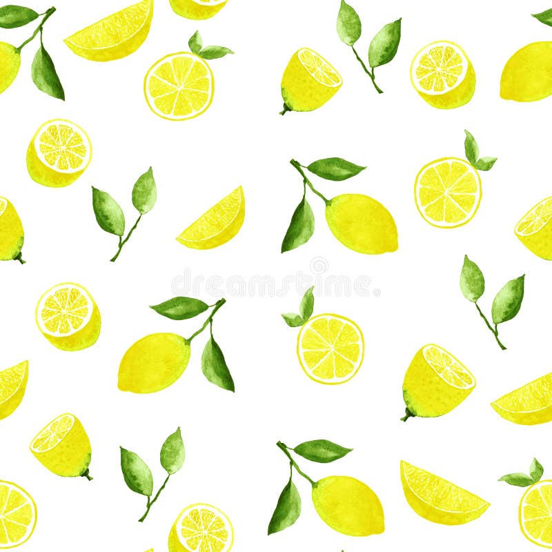 A Seamless Lemon Pattern on White Background Stock Illustration ...