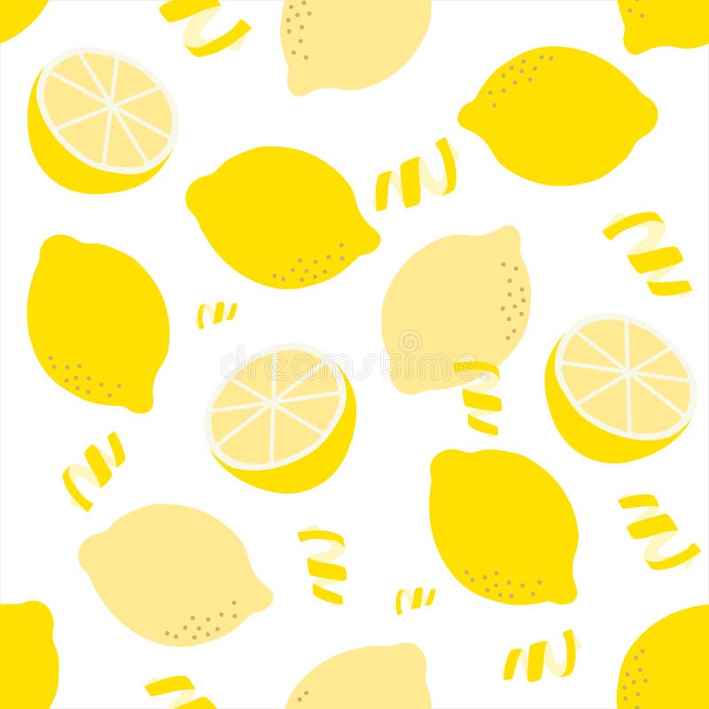 Seamless Lemon Pattern on White Background Stock Vector - Illustration ...