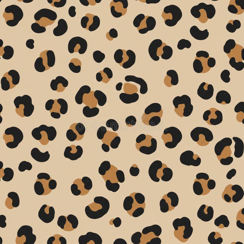 Seamless Leopard Print Pattern Featuring Irregular Black Rosettes with ...