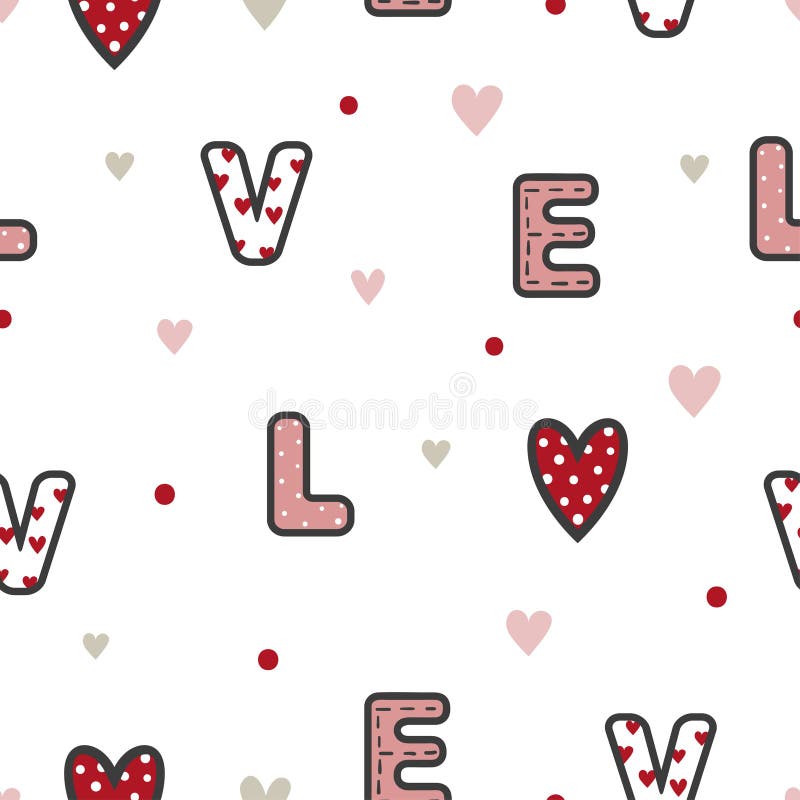 Seamless Lettering Love Pattern. Romantic Vector Print Stock Vector ...