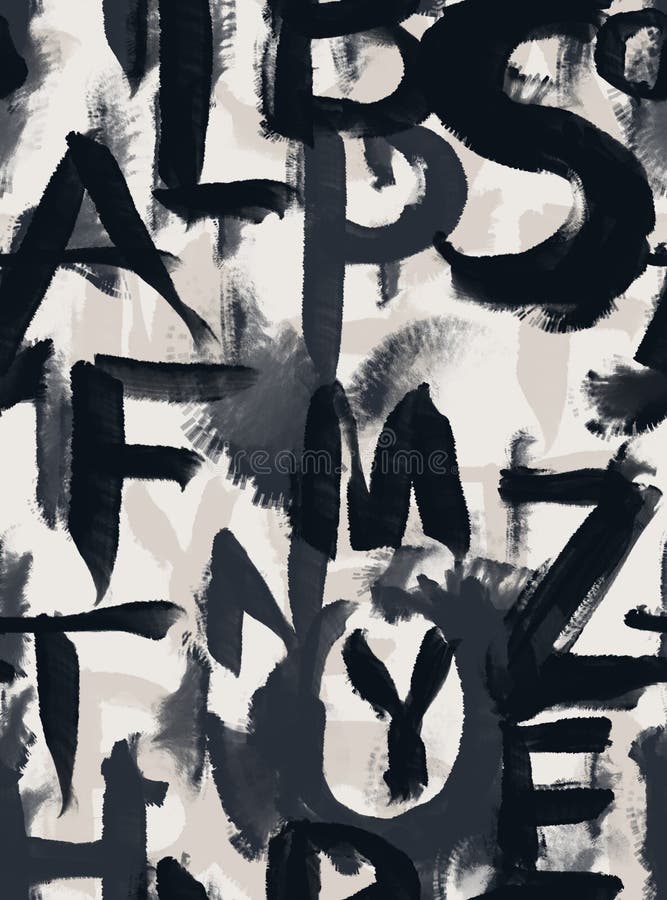 Seamless Letters Pattern. Hand Draw Letter Pattern Stock Illustration ...
