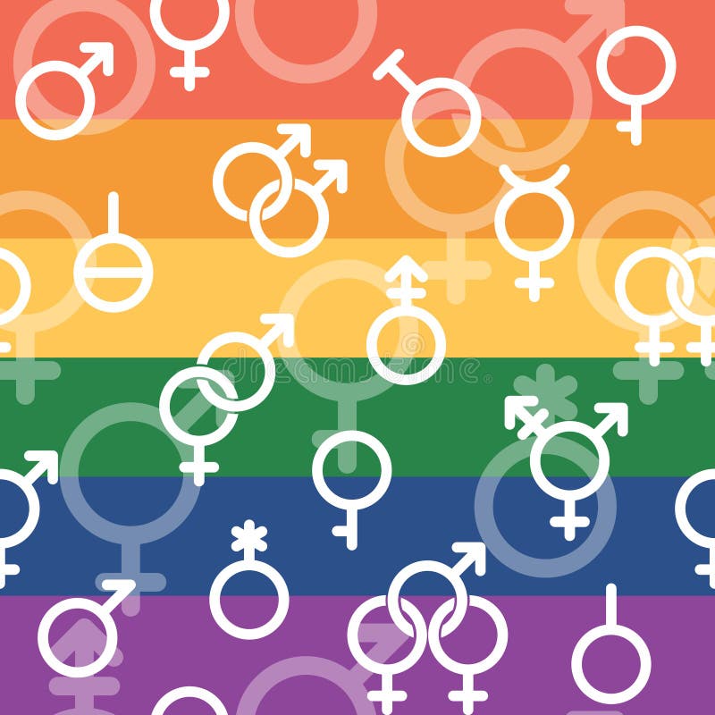 Seamless LGBTQ Symbols Rainbow Pattern Stock Vector - Illustration of ...