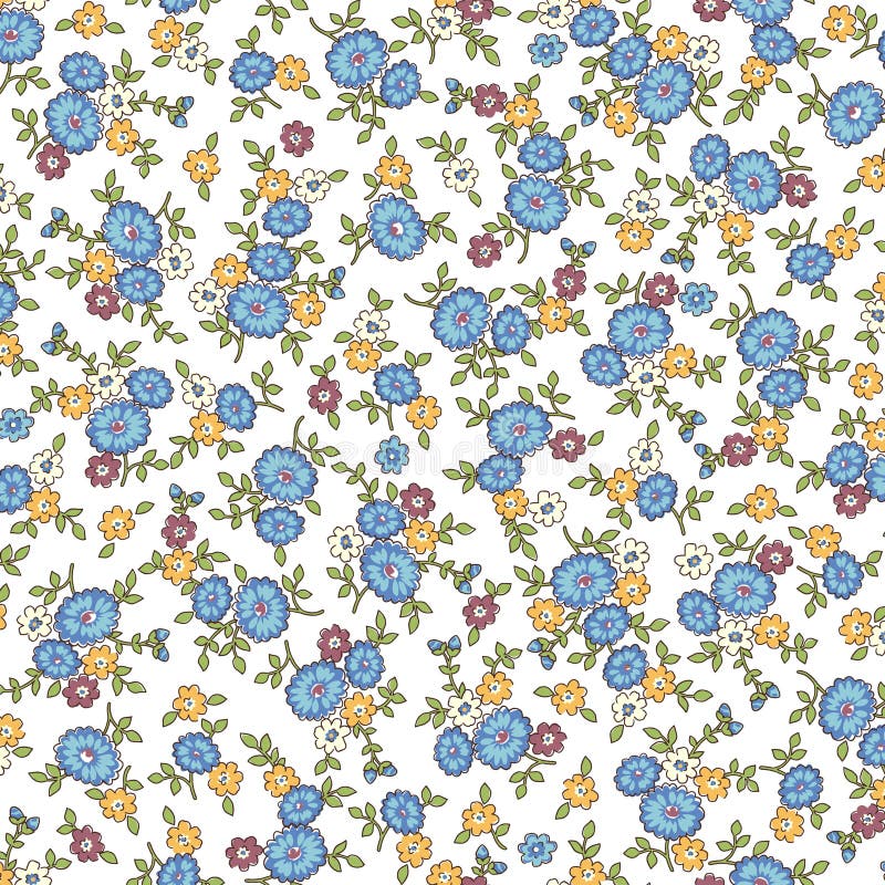 Seamless and Liberty Style Cute Floral Pattern, Stock Vector ...