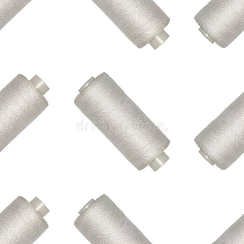 Seamless Light Background of White Spools of Thread Stock Photo - Image ...