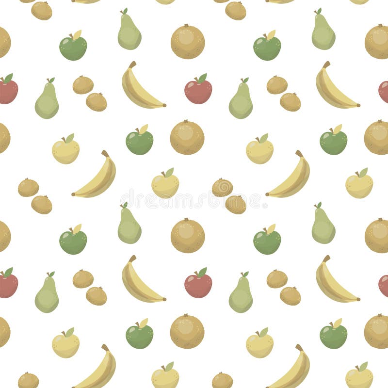 Seamless Light Colored Pattern With Small Fruits On A White Background ...