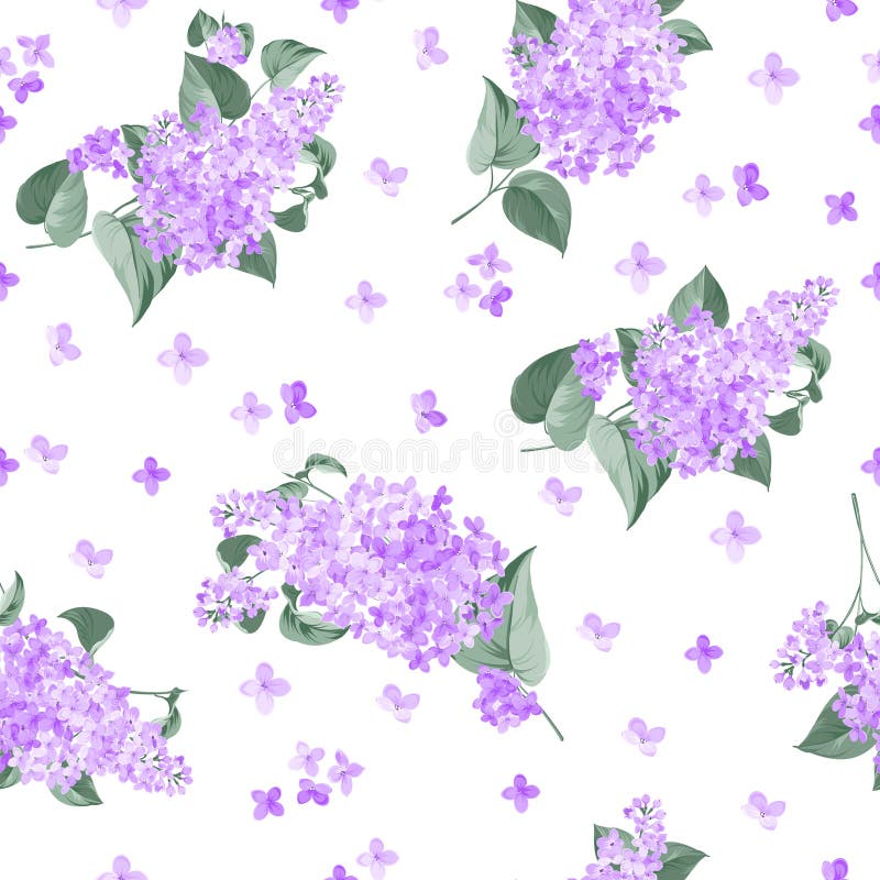 Floral Seamless Pattern with Watercolor Lilac Stock Illustration ...