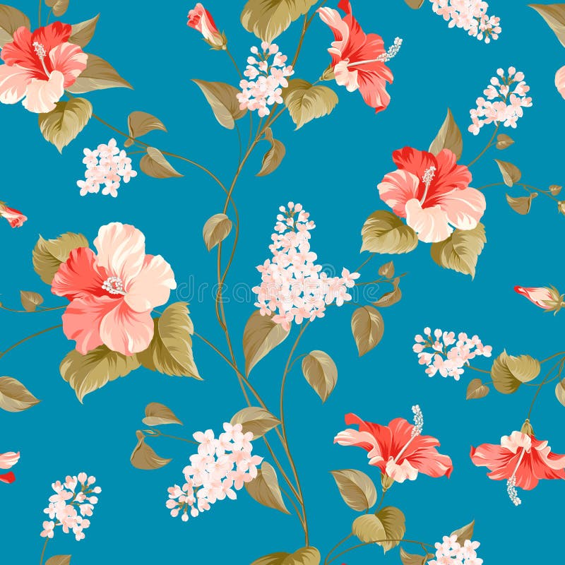 Seamless lilac pattern stock vector. Illustration of hortensia - 52089464