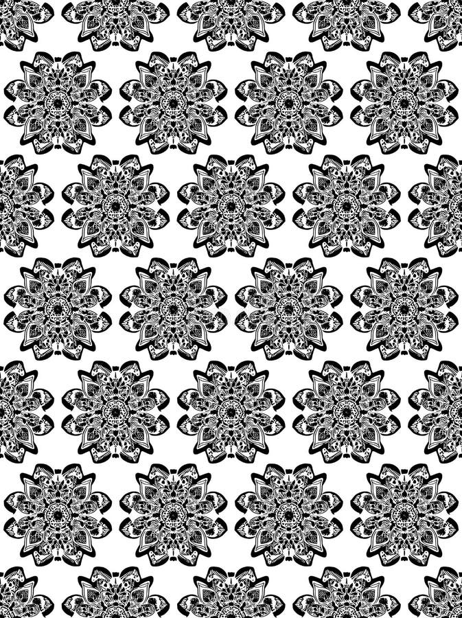 Seamless Vector Line Art Pattern Made of Flowers, Black and White Stock ... Seamless Vector Line Art Pattern Made of Flowers, Black and White Stock ...
