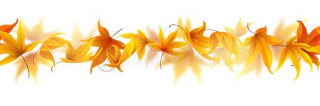 Seamless Line of Autumn Leaves Stock Vector - Illustration of wind ...