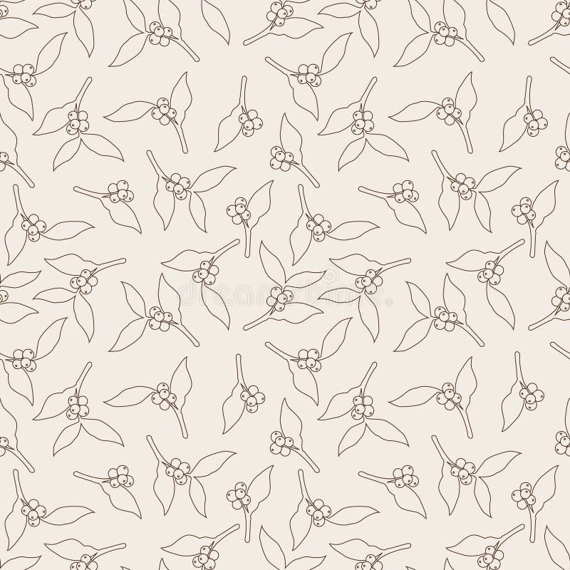 Seamless Line Coffee Leaf and Bean Pattern for Background Stock Vector ...