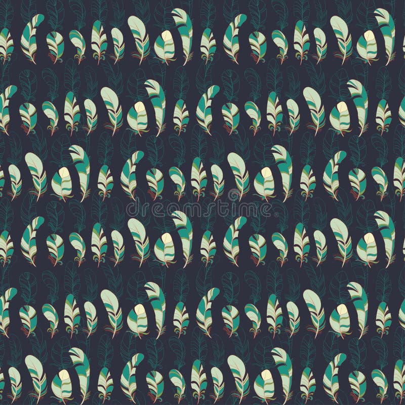 Seamless Line of Feathers Pattern Stock Vector - Illustration of ...