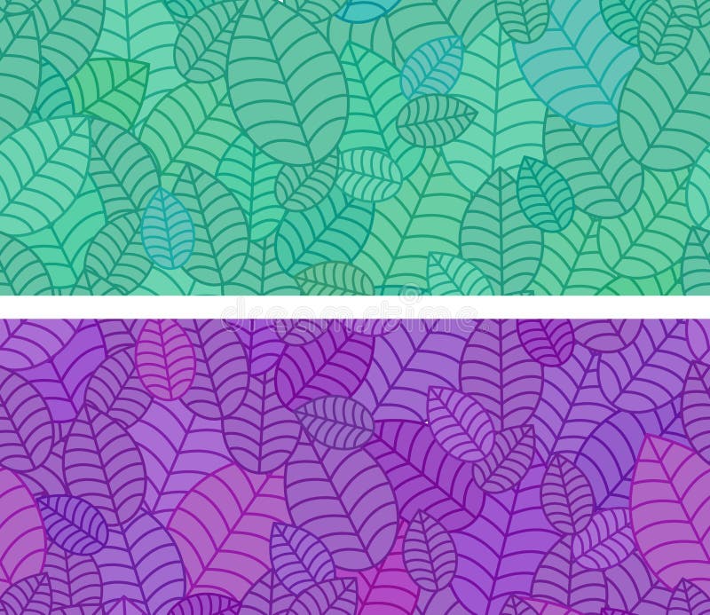 Seamless Linear Leaves Pattern. Horizontal Plant Color Leaf Ornament ...