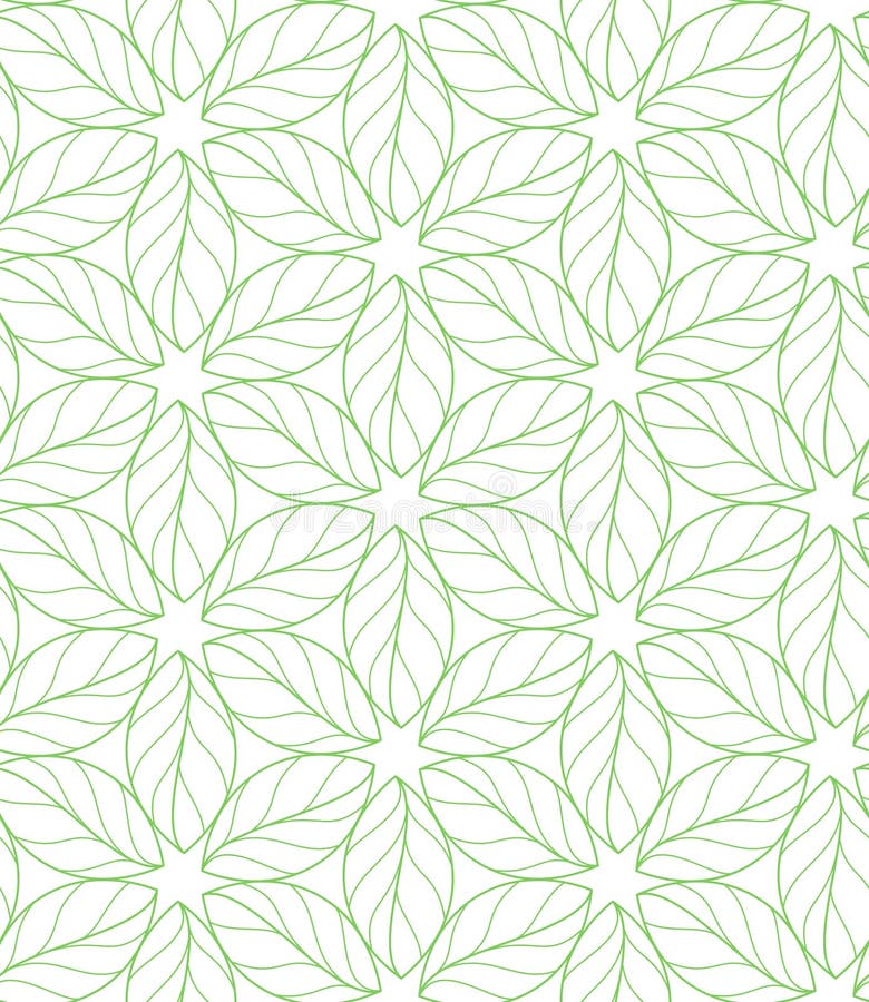 Seamless Linear Leaves Pattern Stock Vector - Illustration of botanical ...