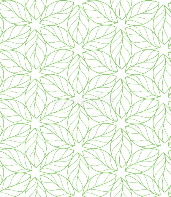 Seamless Linear Leaves Pattern Stock Vector - Illustration of botanical ...