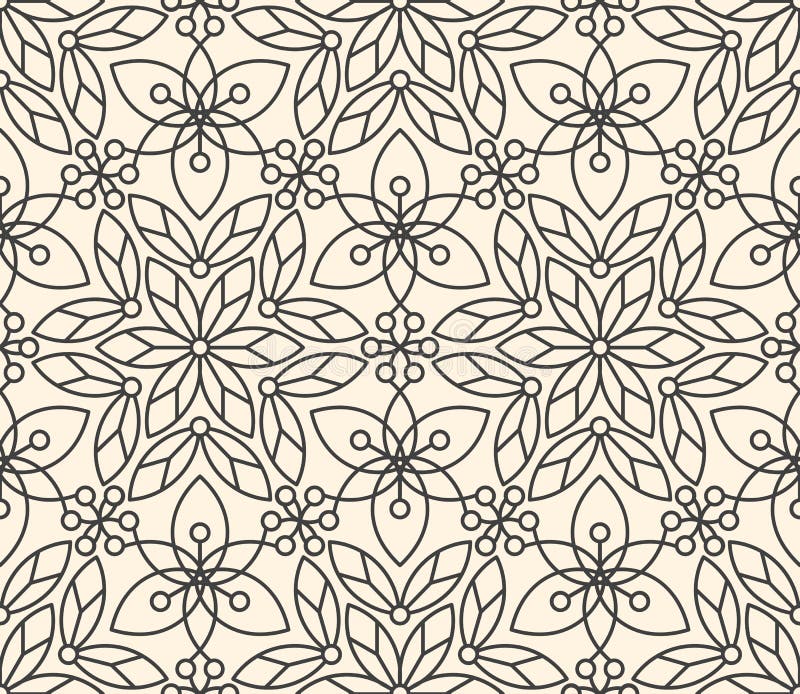 Seamless Linear Minimalistic Flower Pattern Stock Vector - Illustration ...