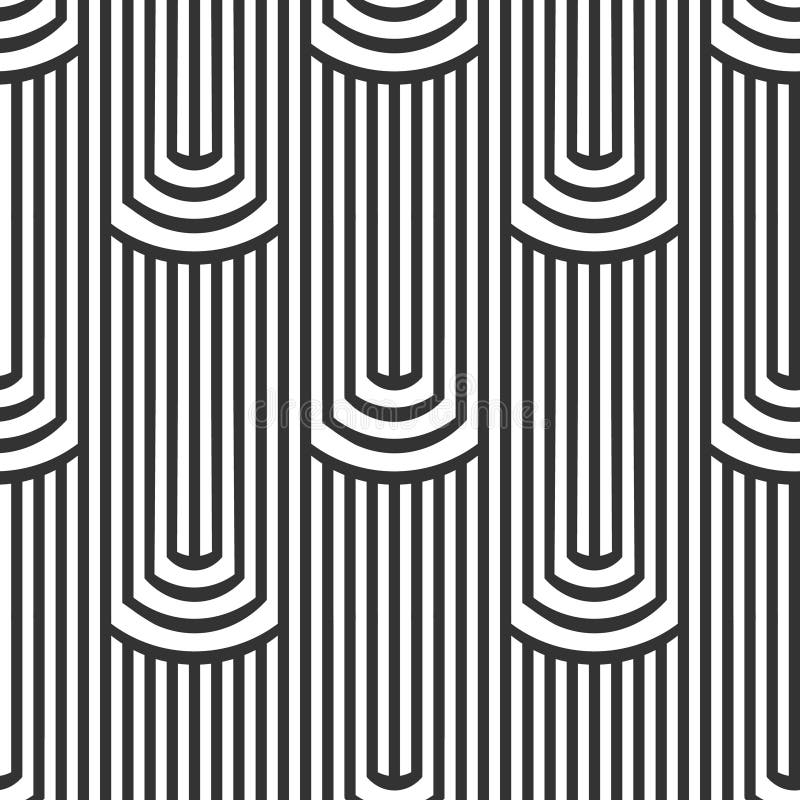 Seamless Linear Pattern, Black And White, Geometric Background Stock ...