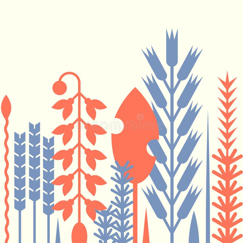 Seamless Linear Pattern with Crop Plants Stock Vector - Illustration of ...