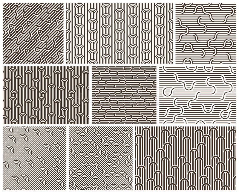 Seamless Linear Vector Geometric Minimalistic Patterns Set, Abstract ...