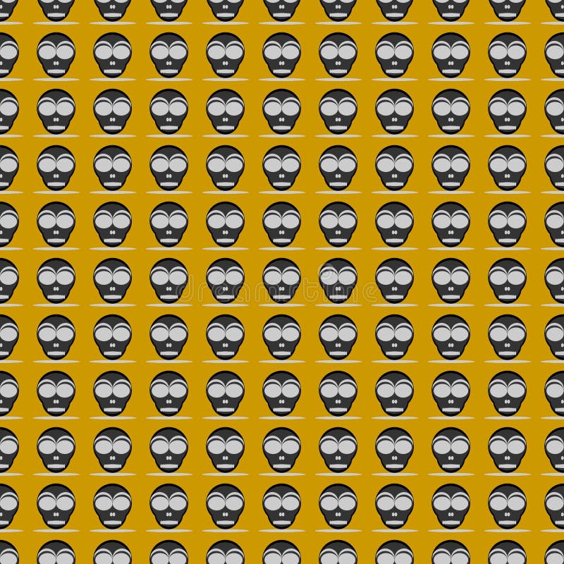 Seamless Lined Cartoon Style Alien Face Wallpaper on Brown Background ...