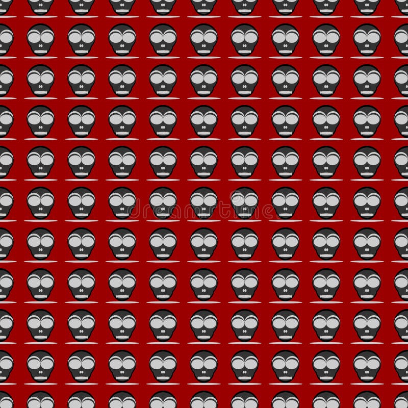 Seamless Lined Cartoon Style Alien Face Wallpaper on Red Background ...