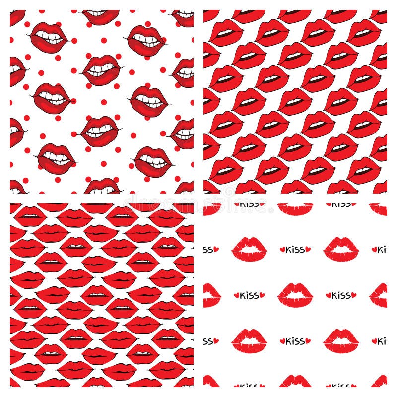 Seamless Pattern. Lips. Kiss. Imprint. Wallpaper. Vector Illustration ...