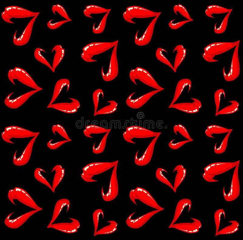 Seamless Lips Pattern on a Black Background. Stock Vector ...