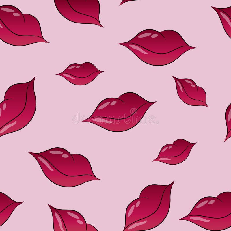 Seamless Lips Pattern Over Pink Stock Vector - Illustration of paint ...