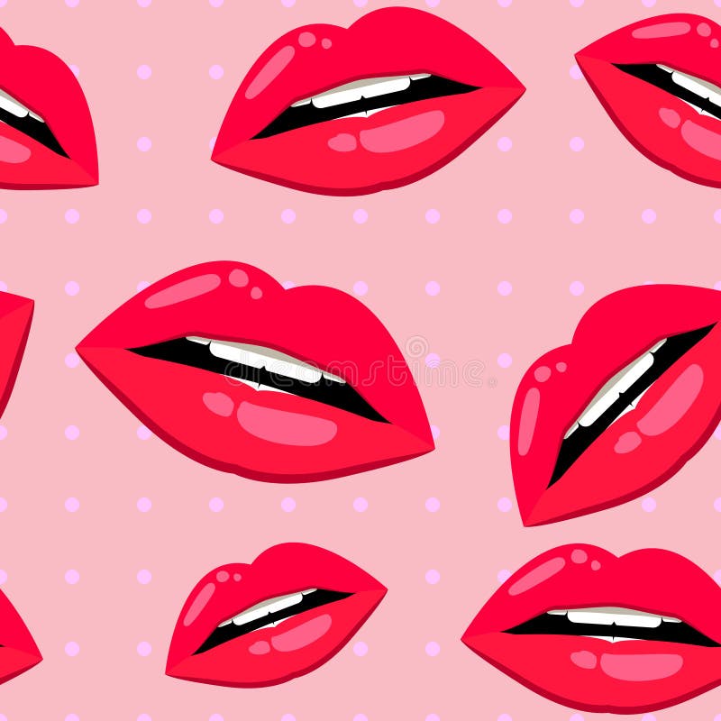Seamless Lips Pattern Over Pink Stock Vector - Illustration of beauty ...