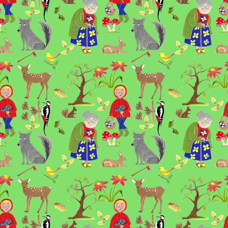 Little Red Hood Seamless Stock Illustrations – 53 Little Red Hood ...