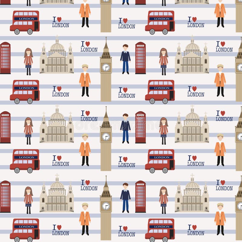 Seamless London pattern stock vector. Illustration of telephone - 53104850
