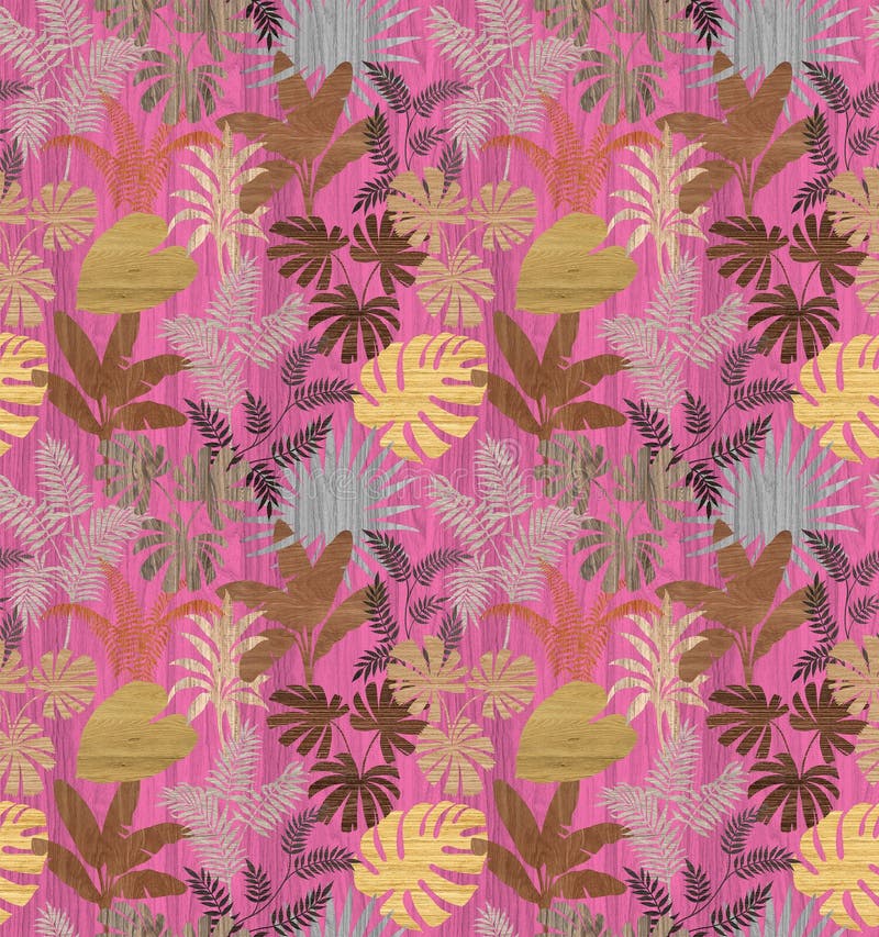 Seamless Long Pattern Leaf Graphics Wooden Texture Surface with ...