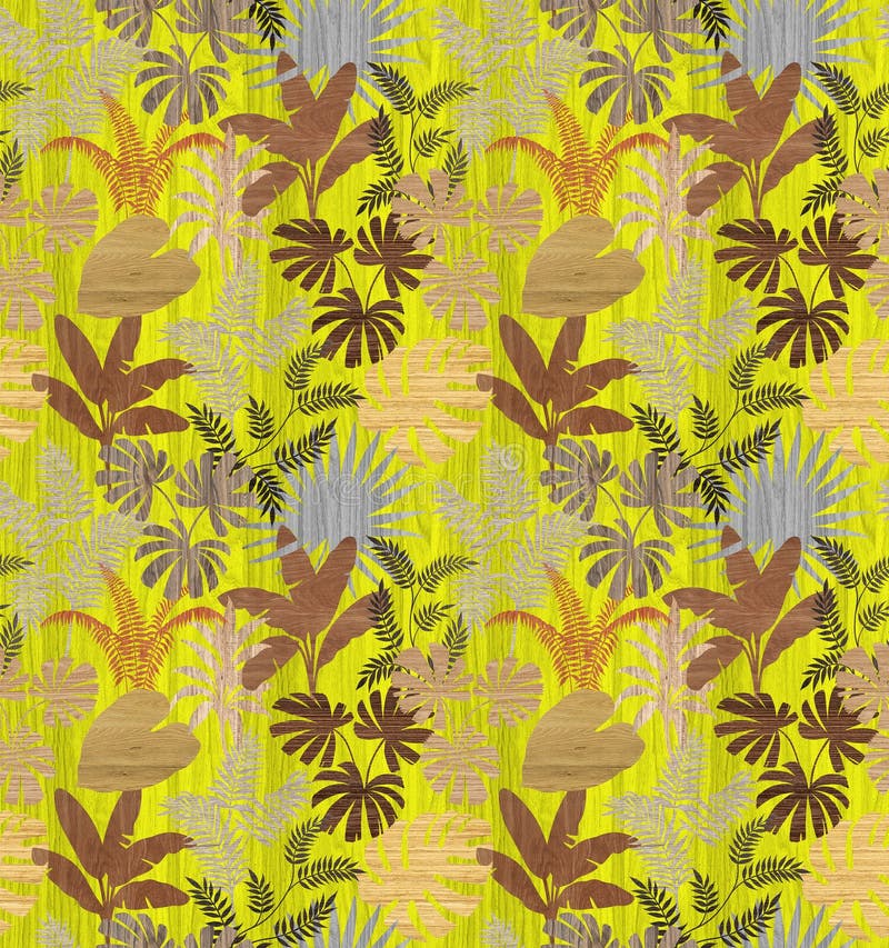 Seamless Long Pattern Leaf Graphics Wooden Texture Surface with ...