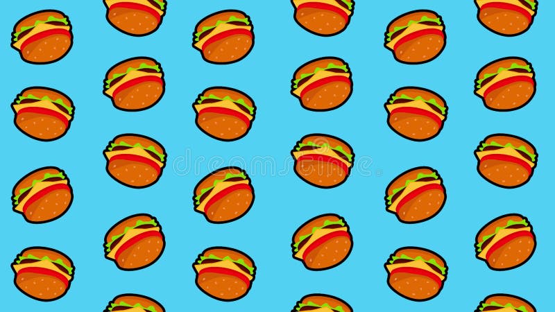 Seamless Loop Animation of Burger Image. Cheeseburger Blue Background ...