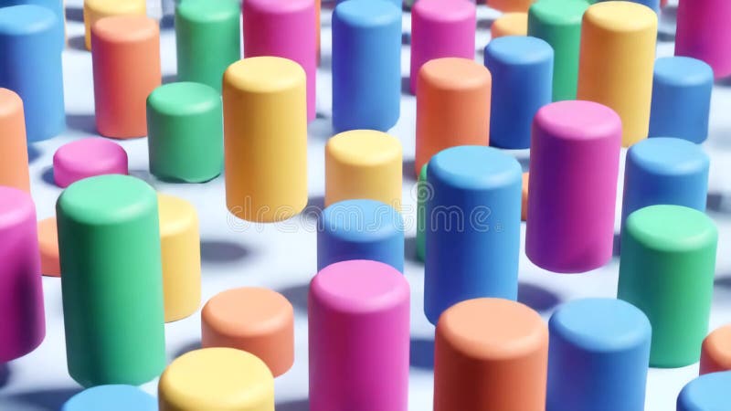 Seamless Loop Animation of Colorful 3D Matte Cylinders Moving Up and ...