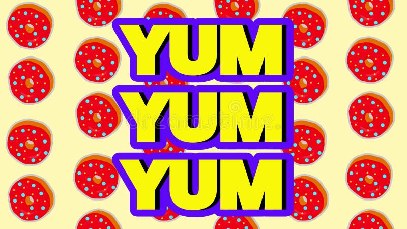 Seamless Loop Animation of the Donut Image and YUM Text. a Doughnut ...