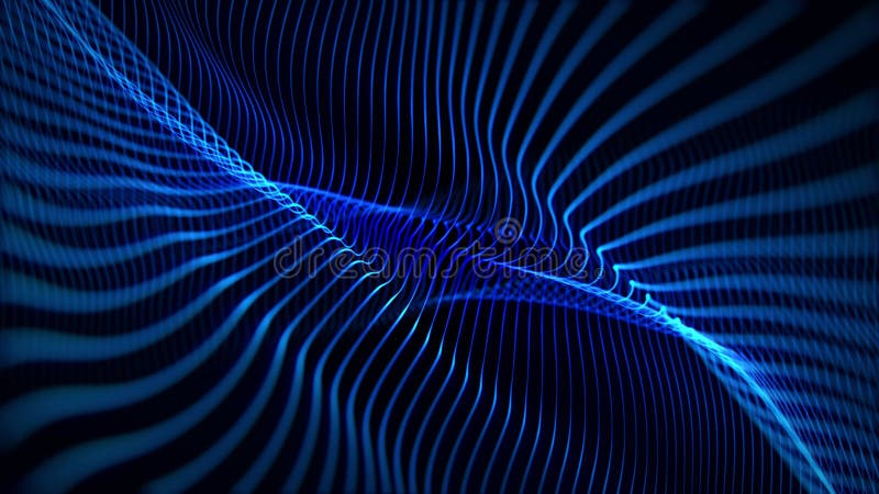 Seamless Loop Animation of Glowing Blue String Waves Slowly Float on a ...