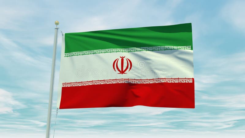 Seamless Loop Animation of the Iran Flag on a Blue Sky Background. 3D ...