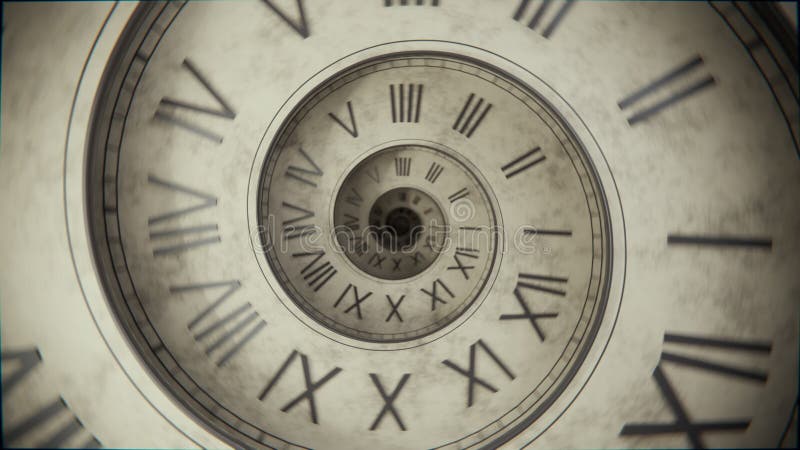 Seamless Loop Vintage Spiral Clock Animation, Retro Time Concept ...